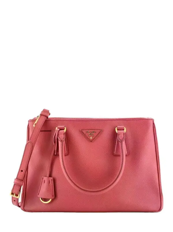 Prada Double Zip Lux Saffiano Leather Small Tote Bag - Pink