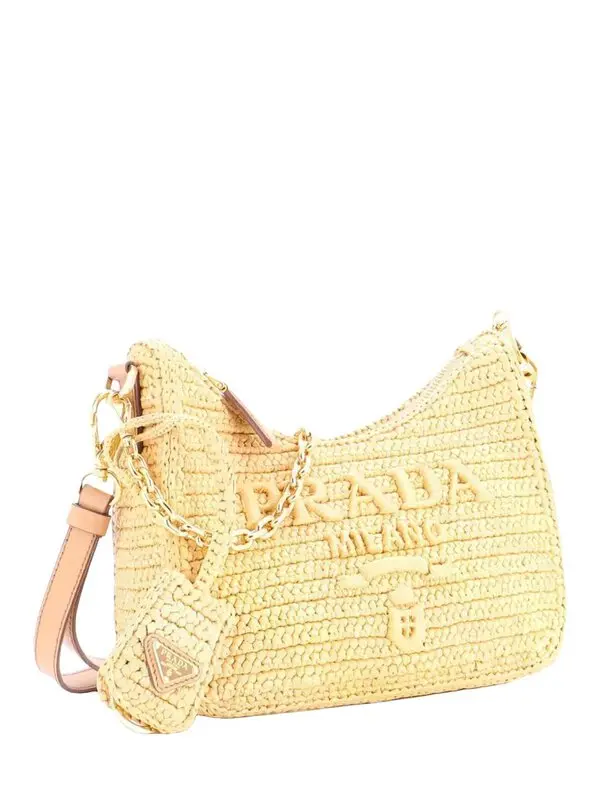 Prada Re-edition 2000 Raffia Mini Hobo Bag - Brown