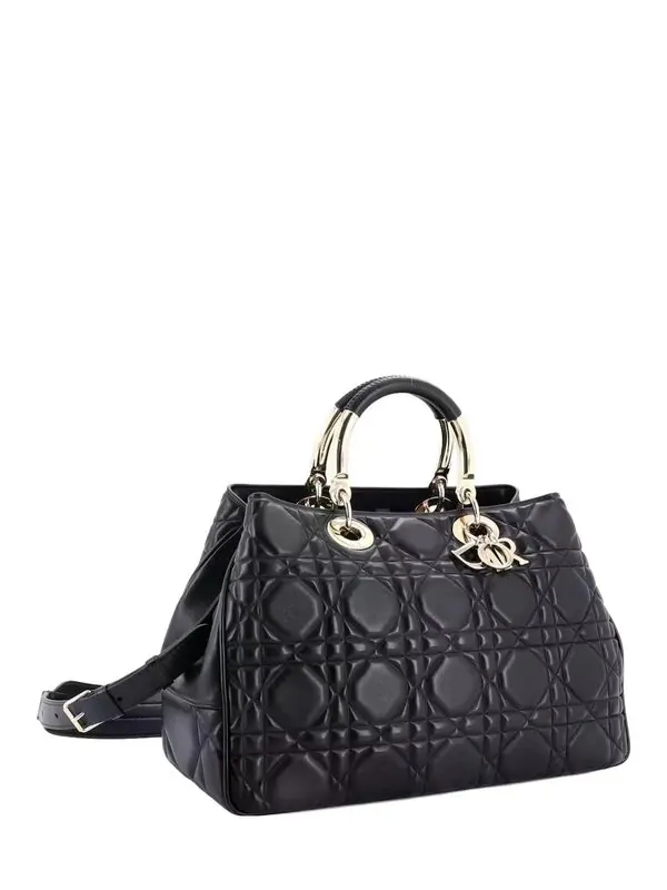 Dior Lady 95.22 Large Tote Bag Cannage Embossed Leather - Black