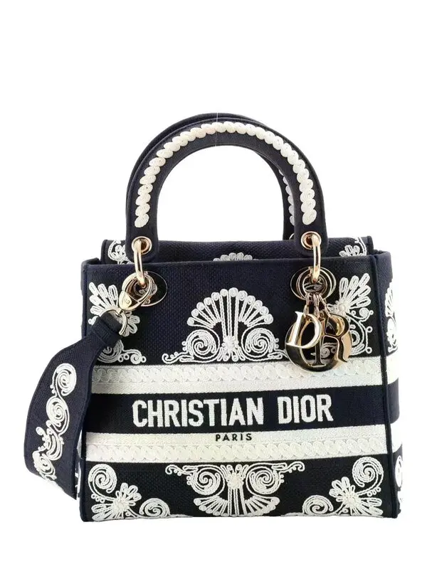Dior Lady D-lite Embroidered Canvas Satchel - Blue
