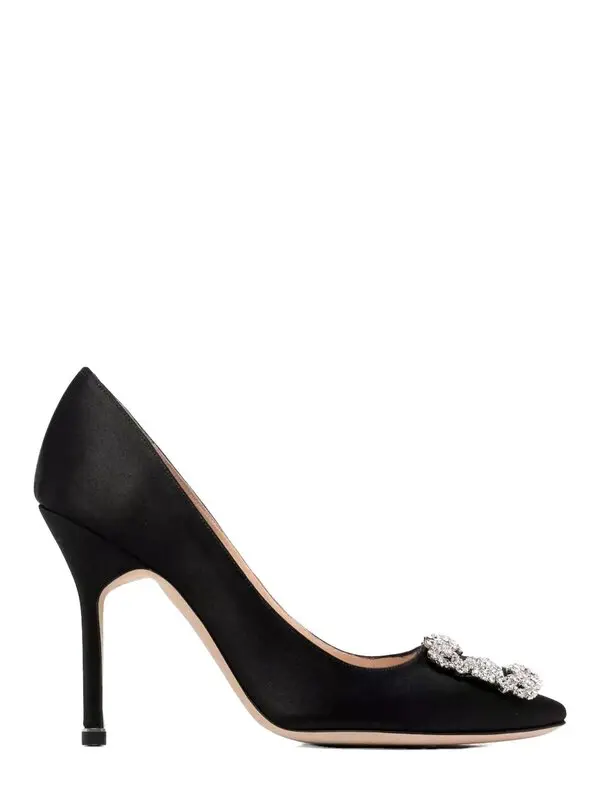 Manolo Blahnik Crystal-embellished Heeled Pumps - Black