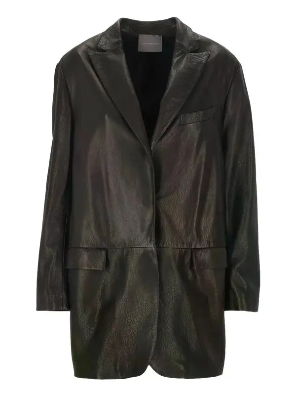 Lorena Antoniazzi Leather Single-breasted Coat - Black