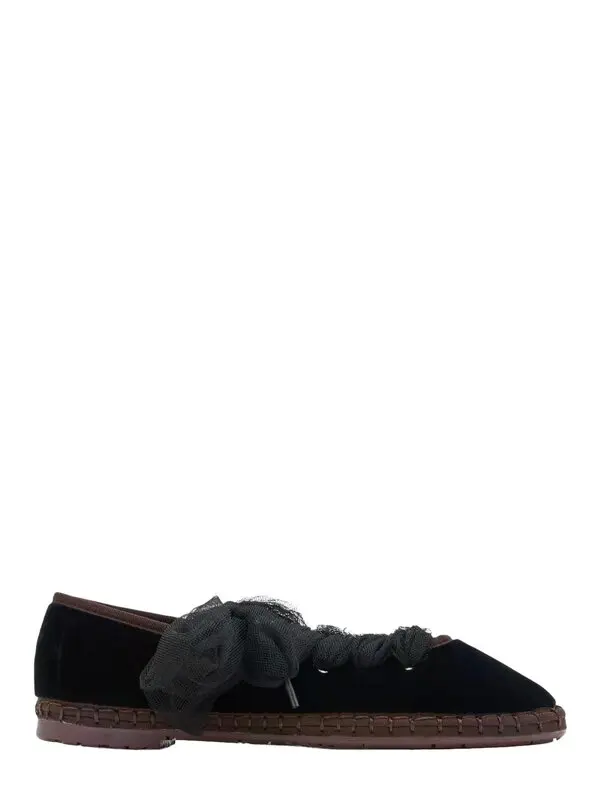 FLABELUS Ginevra Tulle Ribbon Espadrilles - Black