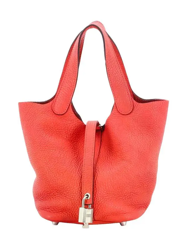 Hermès Picotin Lock Clemence Pm Bucket Bag - Red