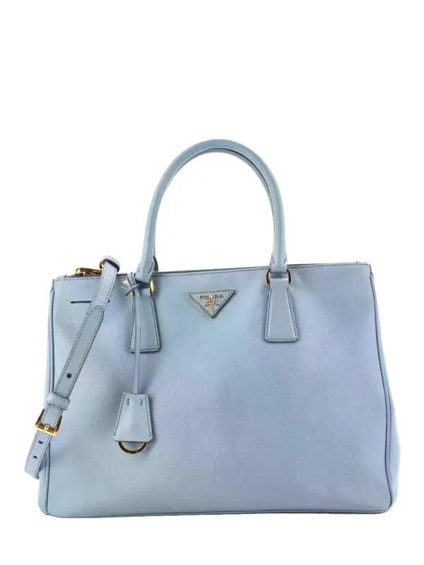 Prada Double Zip Lux Saffiano Leather Medium Tote - Blue