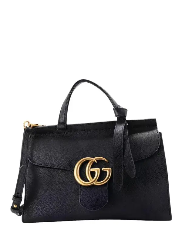 Gucci Gg Marmont Top Handle Small Satchel - Black