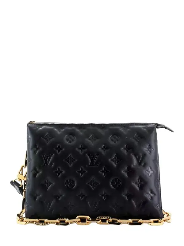 LOUIS VUITTON Coussin Pm Crossbody Bag Monogram Embossed Lambskin - Black