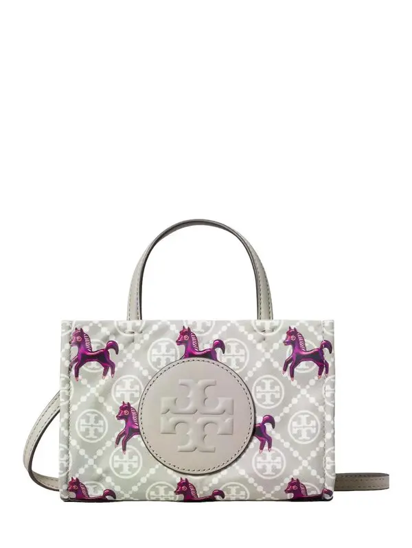 Tory Burch Mini Ella Horse-pattern Logo Tote - Grey