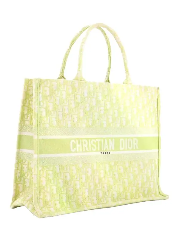 Dior Book Oblique Canvas Large Tote Bag - Green