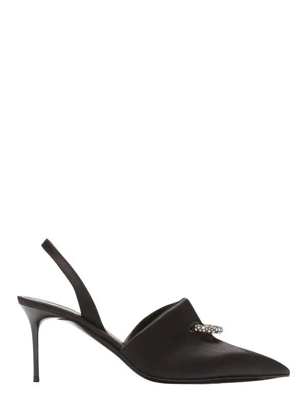 Balmain Satin Pierced Slingback Heeled Mules - Black