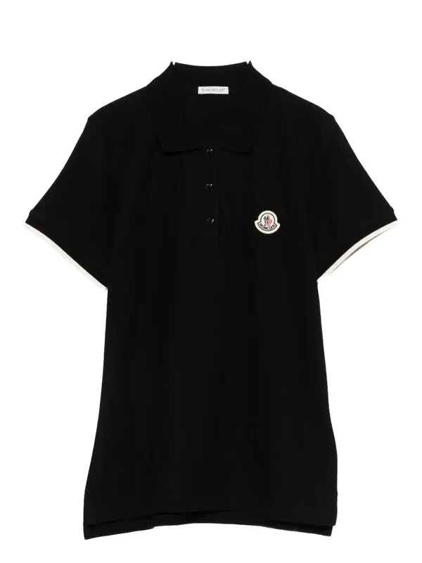 Moncler Logo Cotton Polo Shirt - Black