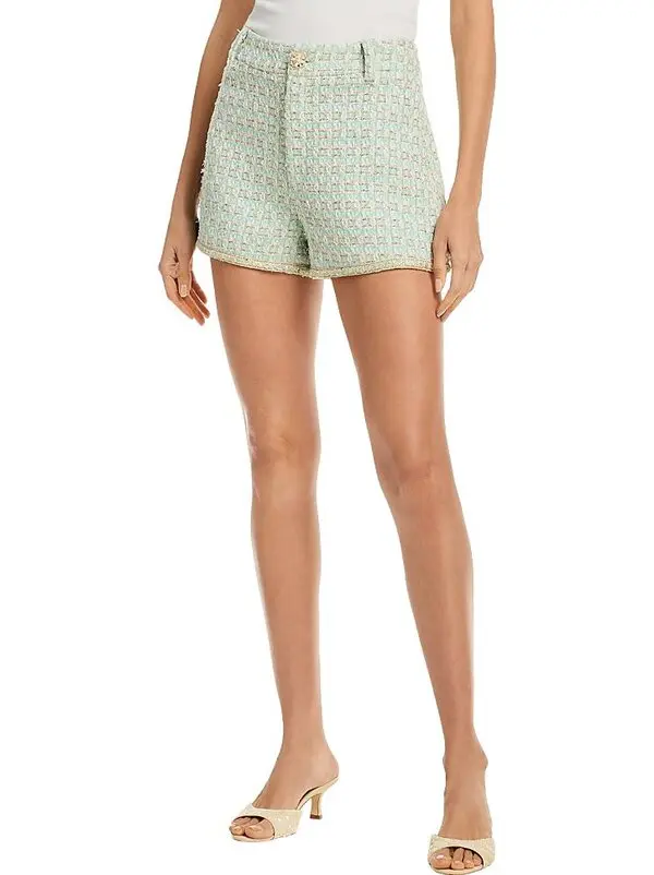 Aqua Tweed Braided Hem Shorts - Mint