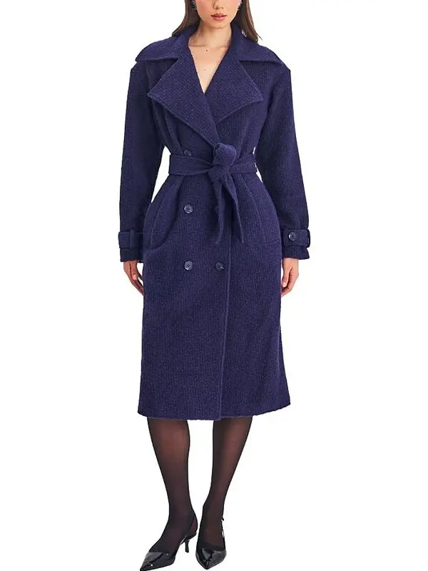 MISS CIRCLE Jaelyn Wool-blend Boucle Coat - Midnight Blue