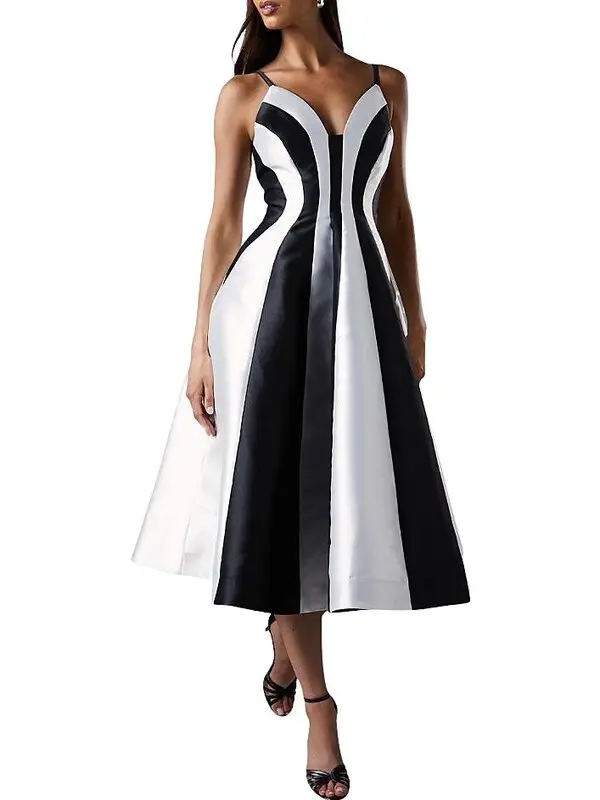 Coast Midi Contrast Panel Dress - Mono