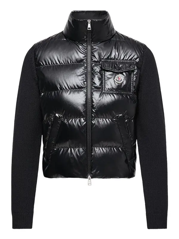Moncler Padded Zip-up Wool Cardigan - Black