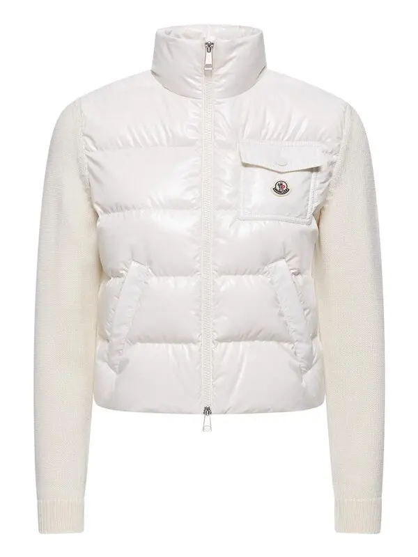 Moncler Padded Zip-up Wool Cardigan - White