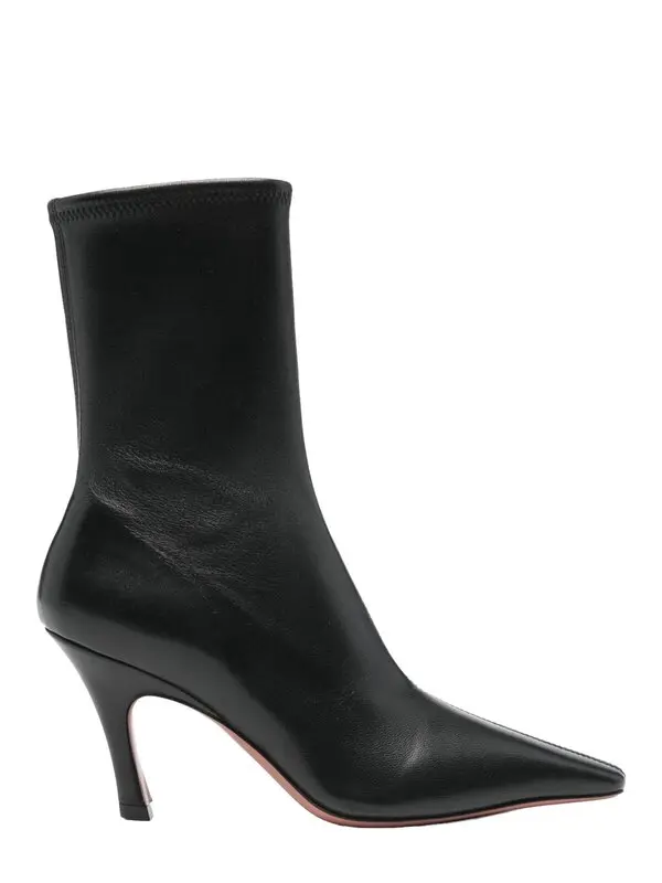 Amina Muaddi Jamie Leather Boots - Black