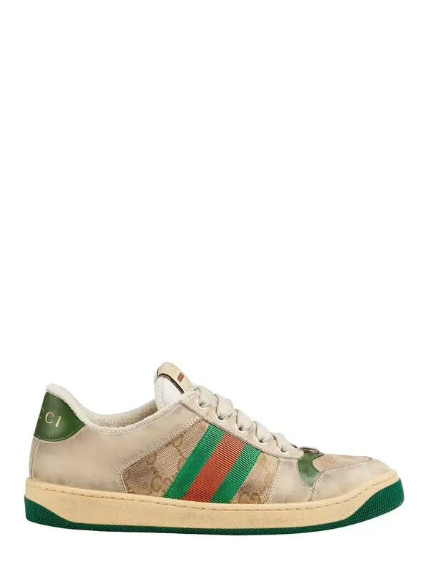 Gucci Screener Leather Sneakers - Beige