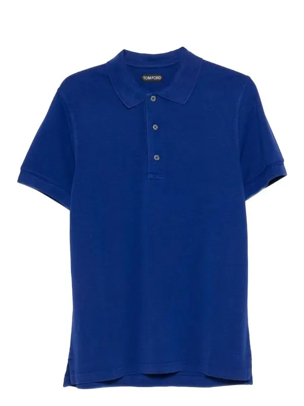 TOM FORD Cotton Blend Polo Shirt - Blue