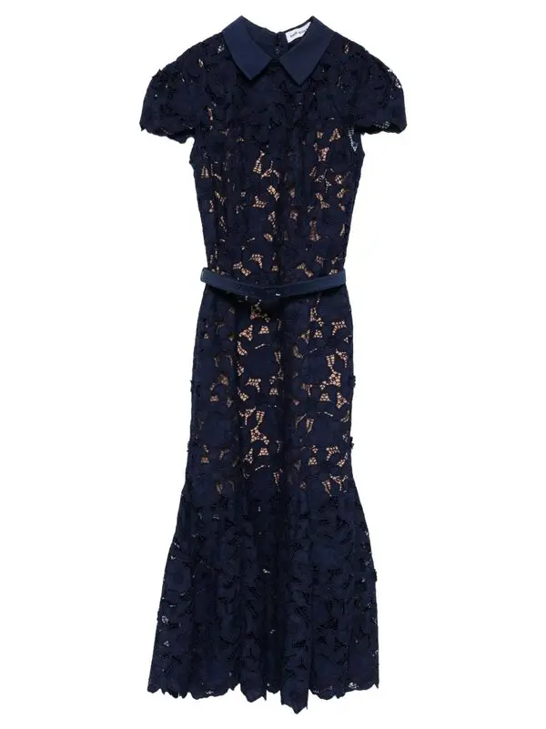 SELF-PORTRAIT Lace Midi Dress - Blue