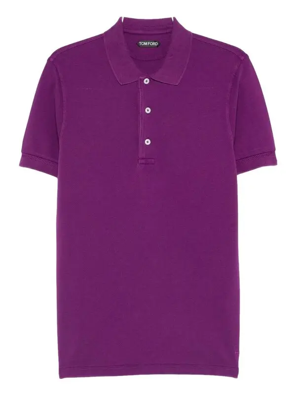 TOM FORD Cotton Blend Polo Shirt - Purple