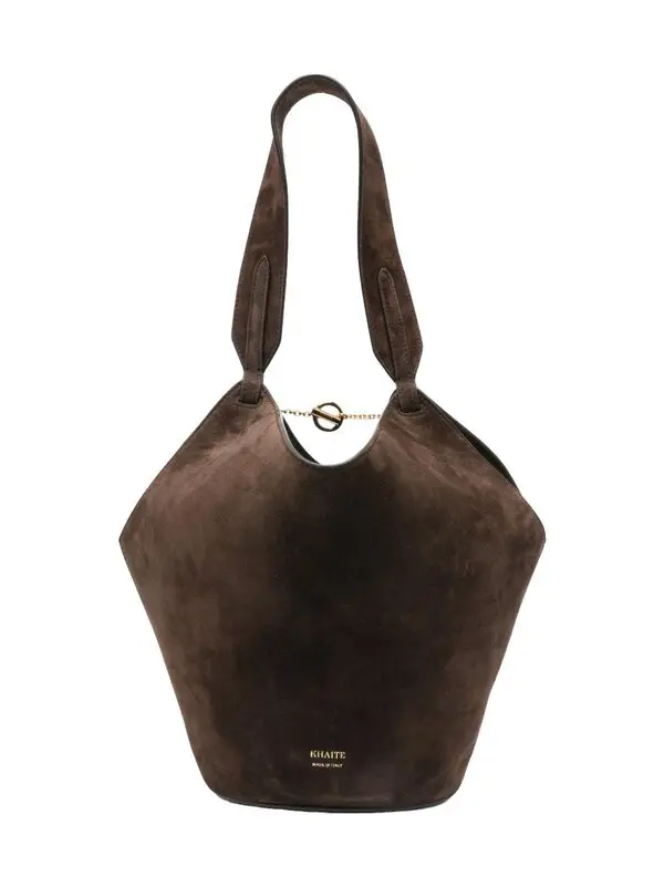 Khaite Lotus Mini Leather Bucket Bag - Marrone Scuro