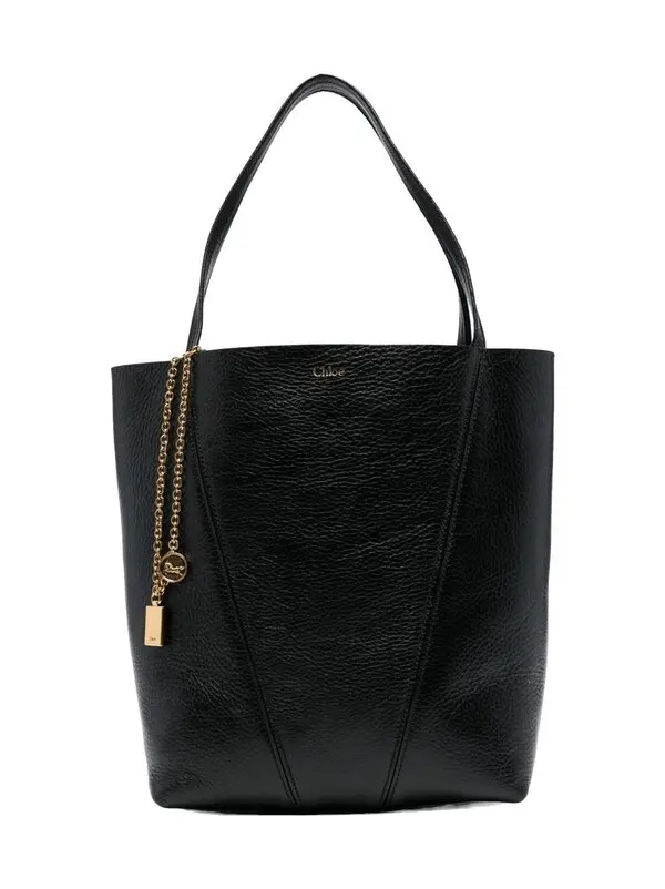 Chloé Spin Medium Leather Tote - Black