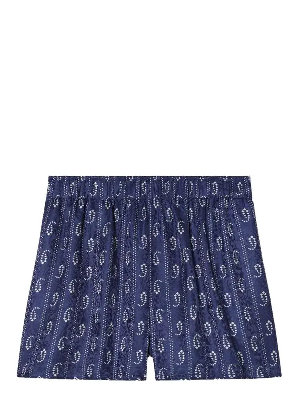 Tory Burch Printed Silk-blend Shorts - Blue