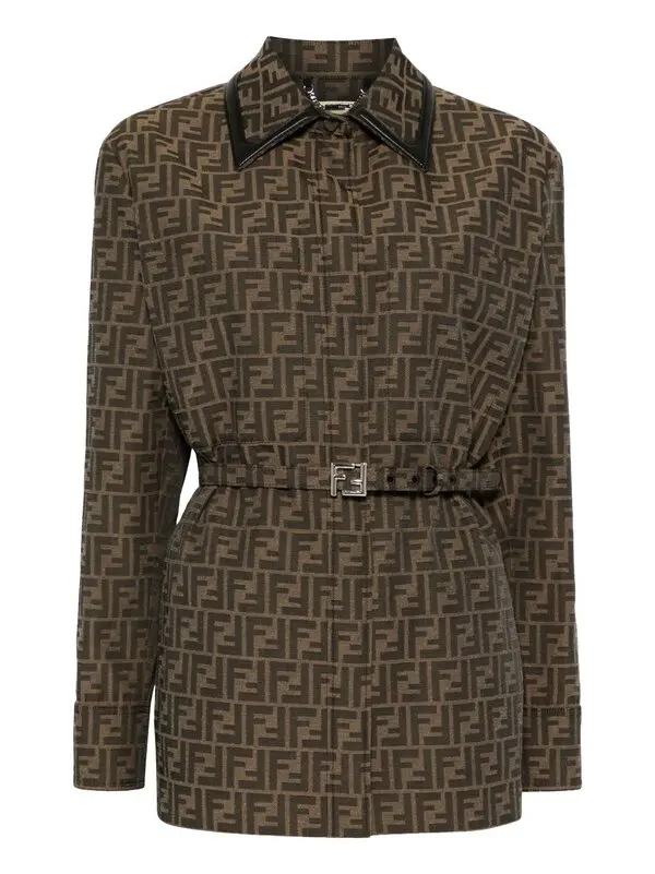 Fendi Canvas Single-breasted Jacket - Brown