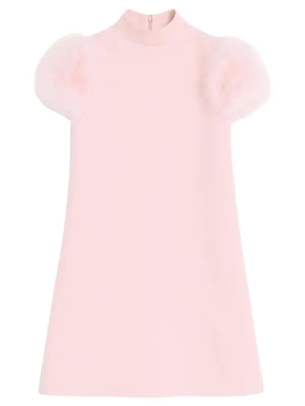 Valentino Garavani Wool And Silk Feathered Dress - Pink