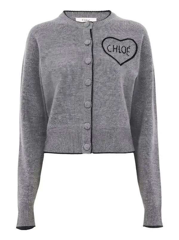 Chloé Cashmere Logo Cardigan - Grey