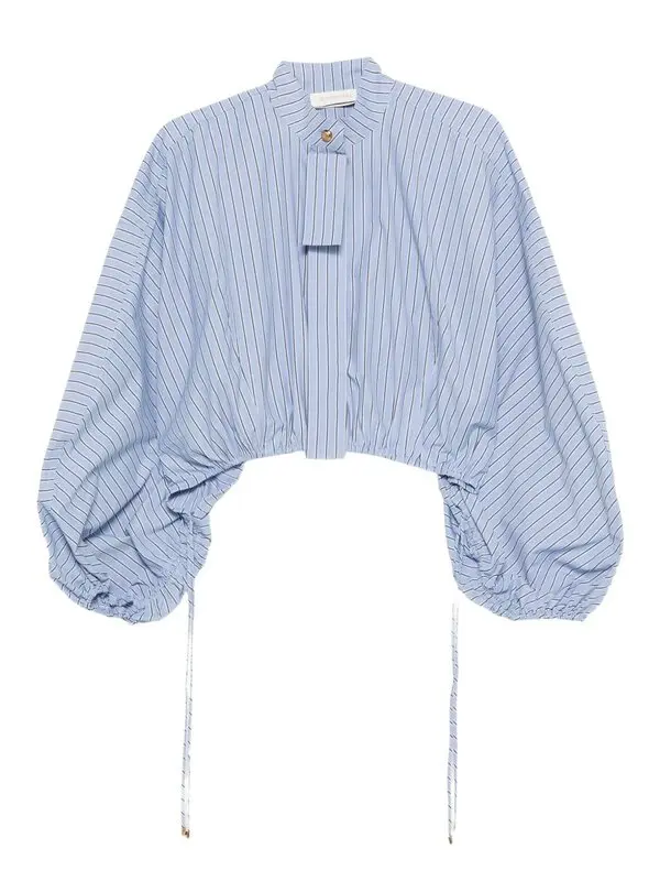 Zimmermann Striped Cotton Denim Blouse - Clear Blue