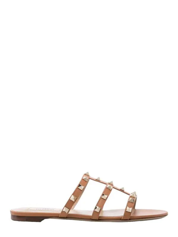 Valentino Garavani Rockstud Leather Sandals - Leather Brown