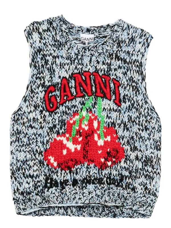 GANNI Sleeveless Wool Vest - Clear Blue