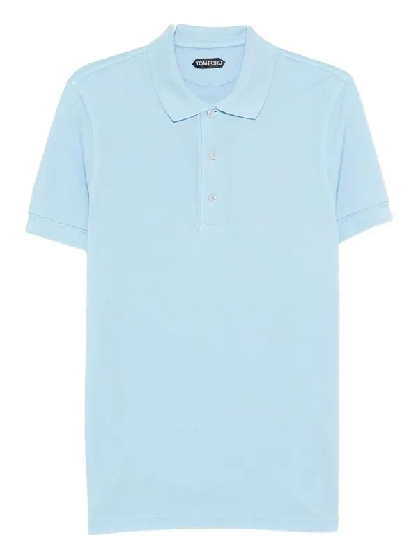 TOM FORD Cotton Blend Polo Shirt - Clear Blue