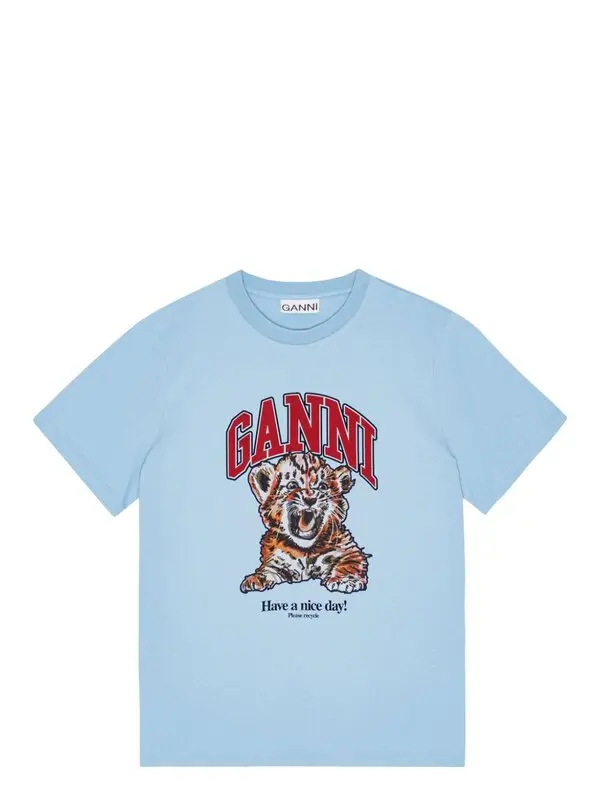 GANNI Organic Cotton T-shirt - Clear Blue