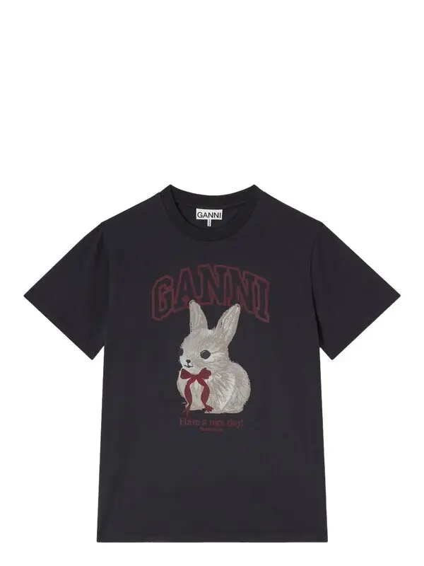 GANNI Rabbit Graphic T-shirt - Black