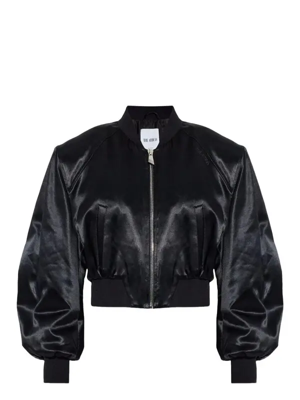 Attico Satin Bomber Jacket - Black