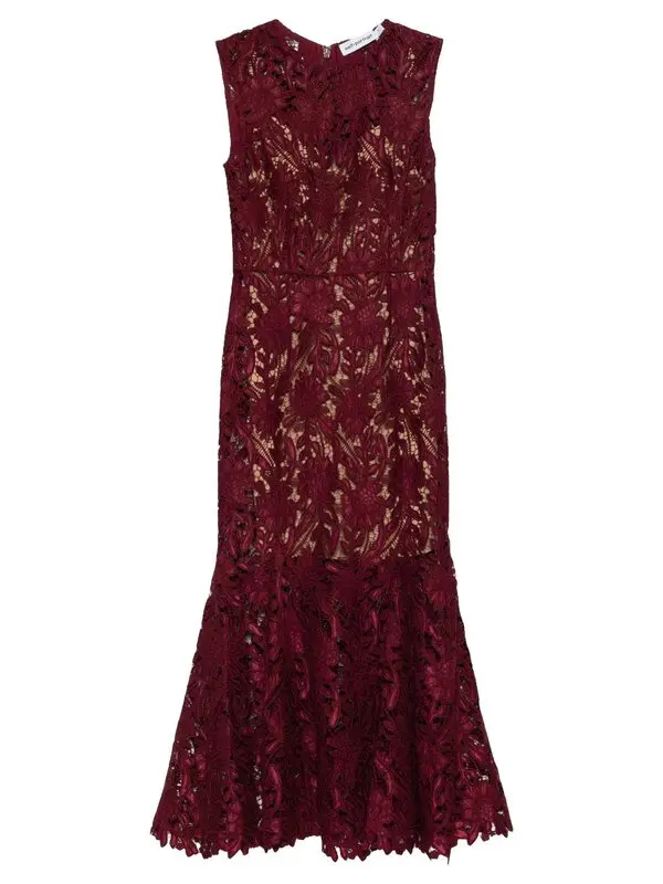 SELF-PORTRAIT Lace Maxi Dress - Bordeaux