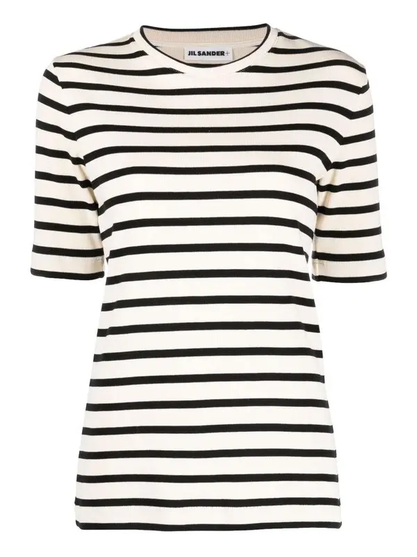 JIL SANDER Striped Cotton T-shirt - White