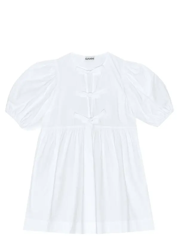 GANNI Organic Cotton Mini Dress - White