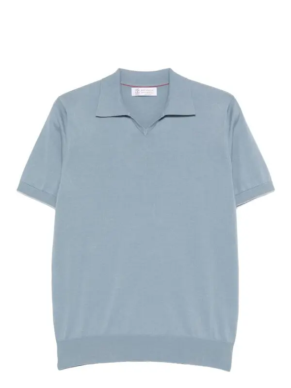 Brunello Cucinelli Cotton Polo Shirt - Clear Blue