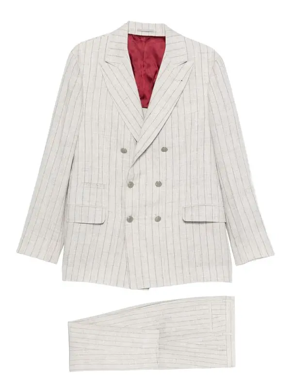 Brunello Cucinelli Linen Double Breasted Suit - Beige