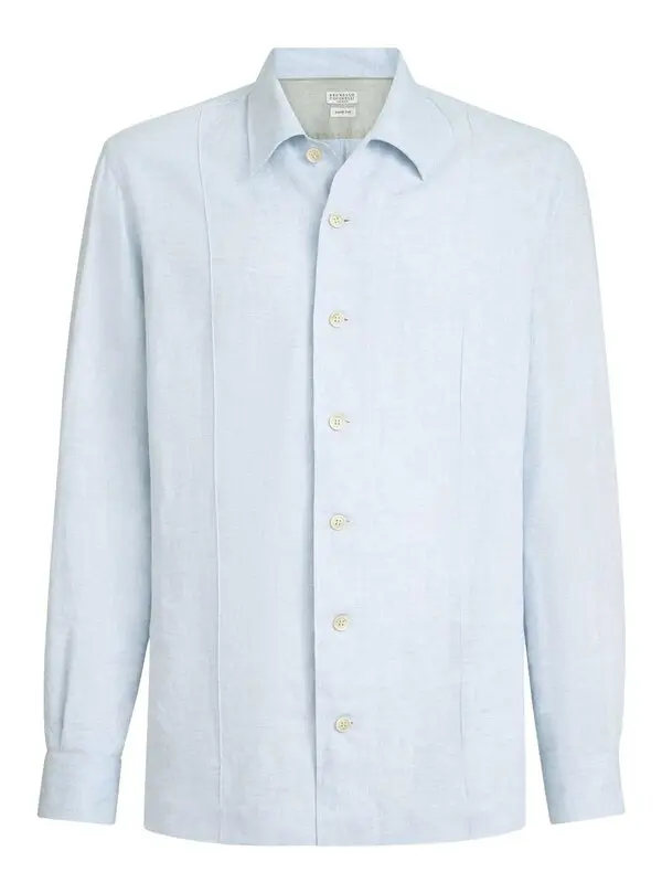 Brunello Cucinelli Linen And Cotton Blend Shirt - Clear Blue