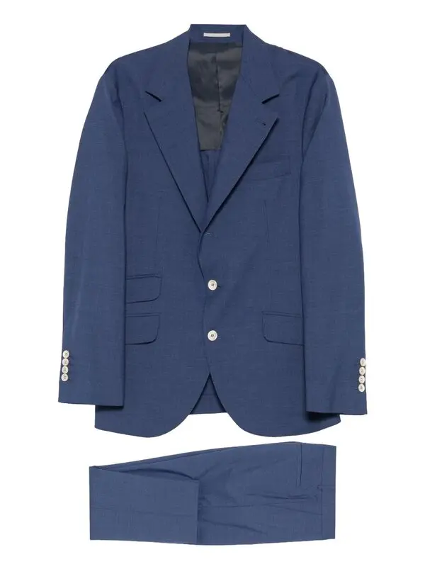 Brunello Cucinelli Wool Single Breasted Suit - Blue