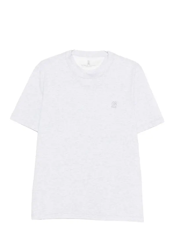 Brunello Cucinelli Logo Cotton T Shirt - Light Grey
