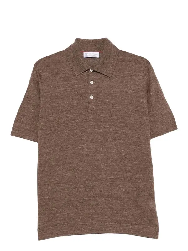 Brunello Cucinelli Linen And Cotton Blend Polo Shirt - Beige