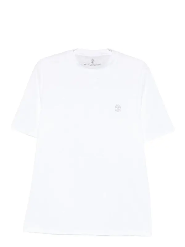 Brunello Cucinelli Logo Cotton T Shirt - White
