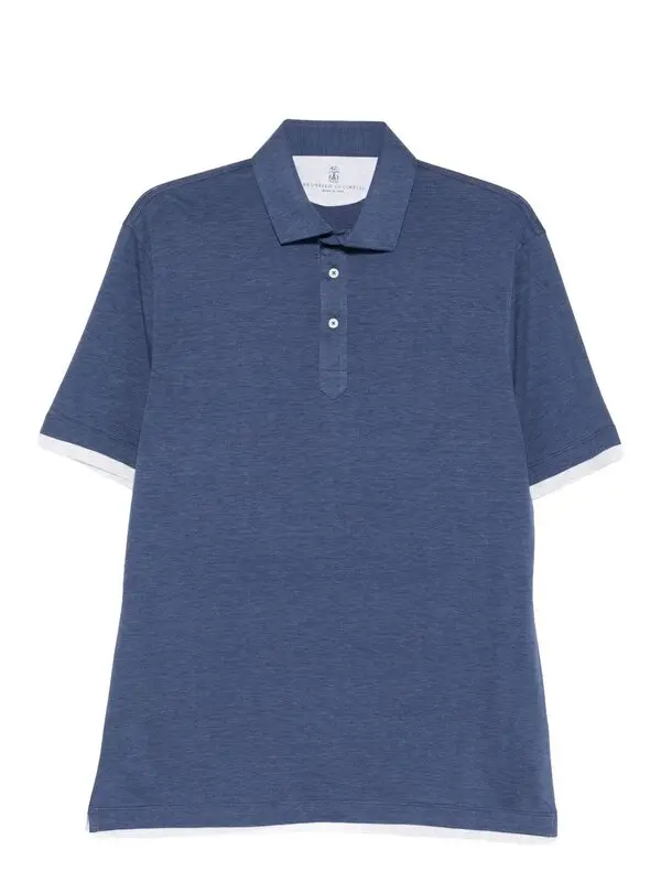 Brunello Cucinelli Silk And Cotton Polo Shirt - Blue
