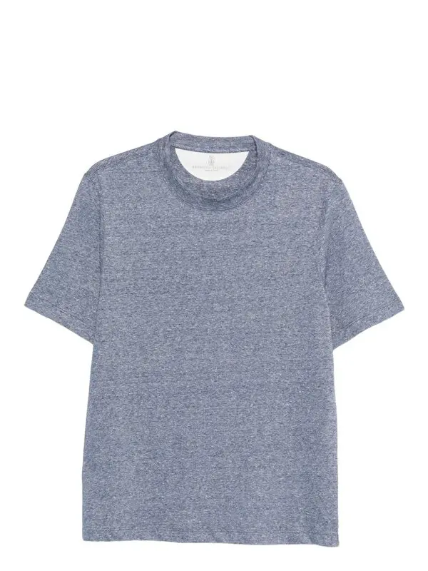 Brunello Cucinelli Linen Blend T Shirt - Blue